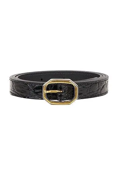 Saint Laurent Croc-embossed Patent Leather Belt