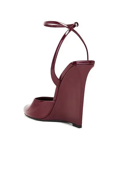 Saint Laurent Orhand Peep Toe Wedge - Grenade