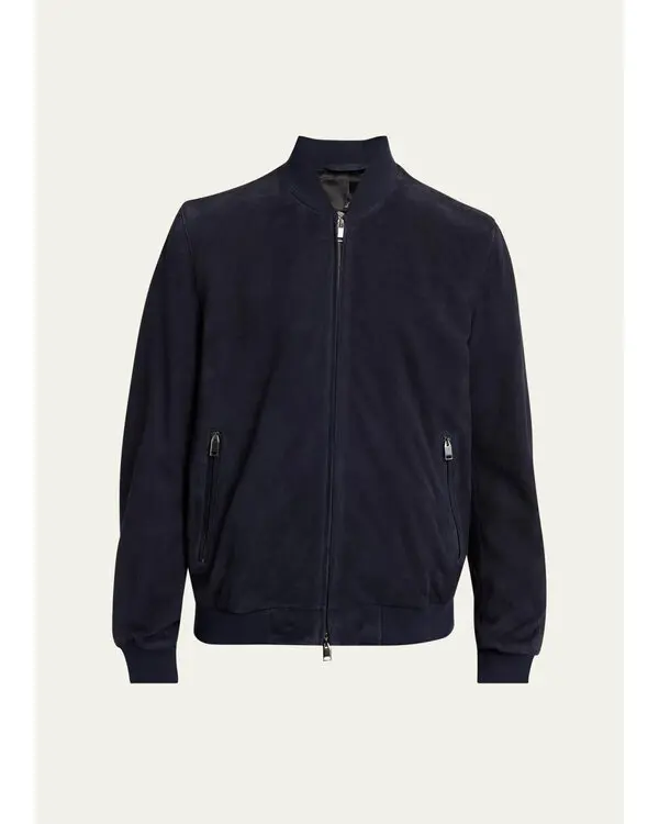 Brioni Perforated Suede Bomber Jacket