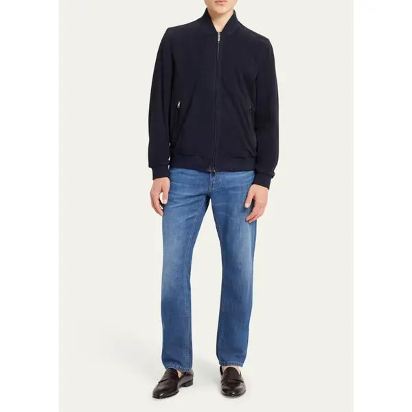 Brioni Perforated Suede Bomber Jacket