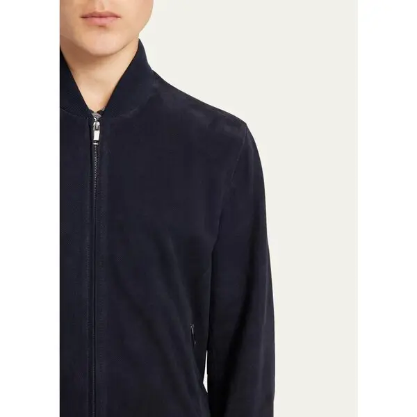 Brioni Perforated Suede Bomber Jacket