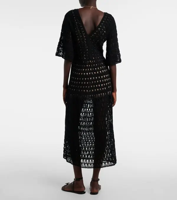 Anna Kosturova Marissa Cotton Crochet Maxi Dress - Black