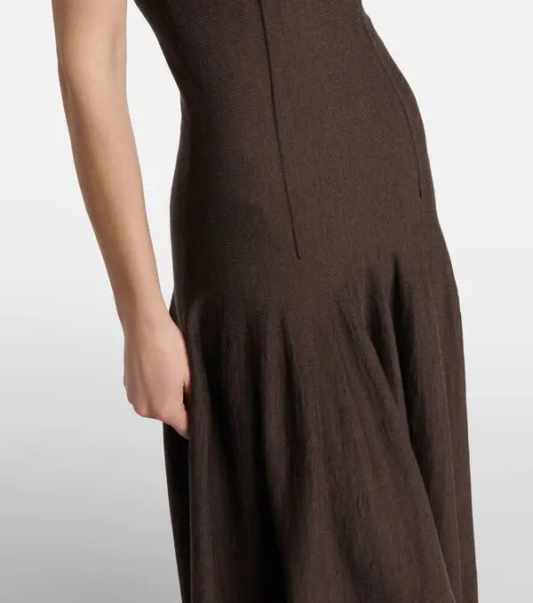 Khaite Ava Off-shoulder Maxi Dress - Brown