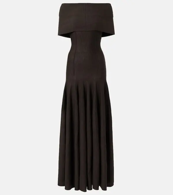 Khaite Ava Off-shoulder Maxi Dress - Brown