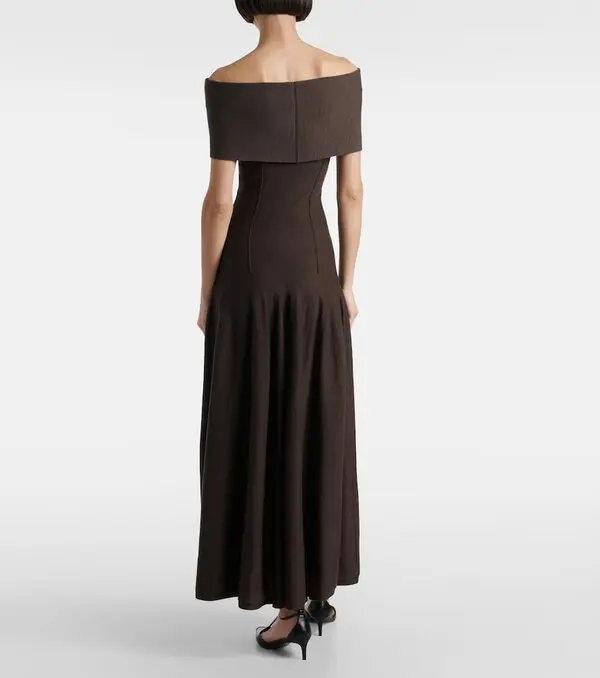 Khaite Ava Off-shoulder Maxi Dress - Brown