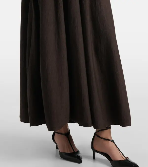 Khaite Ava Off-shoulder Maxi Dress - Brown