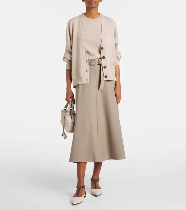 Brunello Cucinelli Monili Leather T-bar Flats