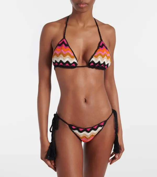 Anna Kosturova Striped Crochet Bikini Top - Multicoloured
