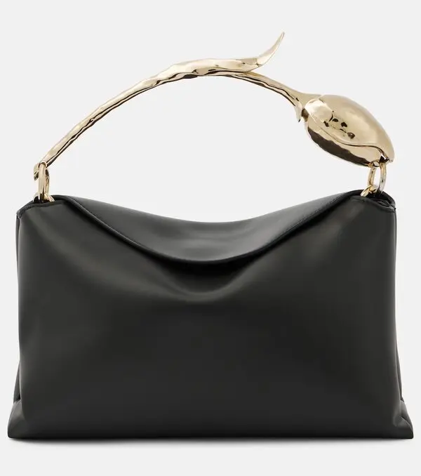 Erdem Bloom Medium Leather Tote Bag - Black