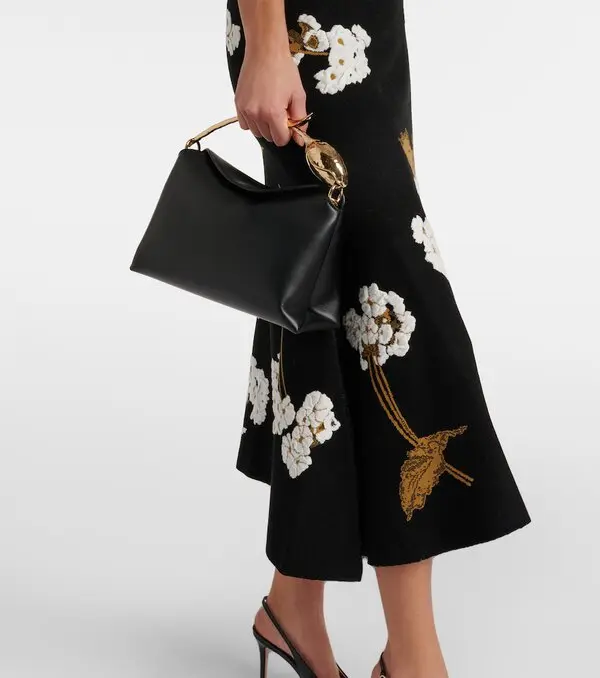 Erdem Bloom Medium Leather Tote Bag - Black