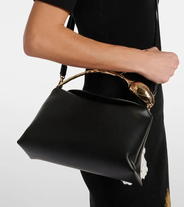 Erdem Bloom Medium Leather Tote Bag - Black