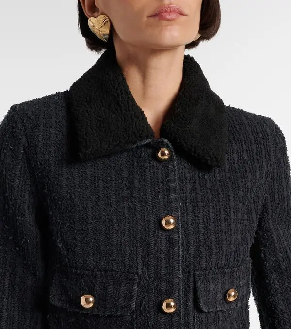 SELF-PORTRAIT Embellished Cropped Denim Jacket