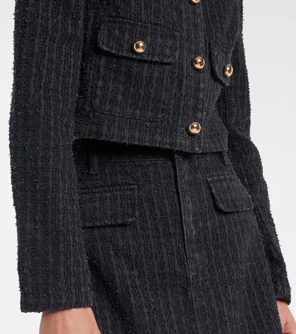 SELF-PORTRAIT Embellished Cropped Denim Jacket
