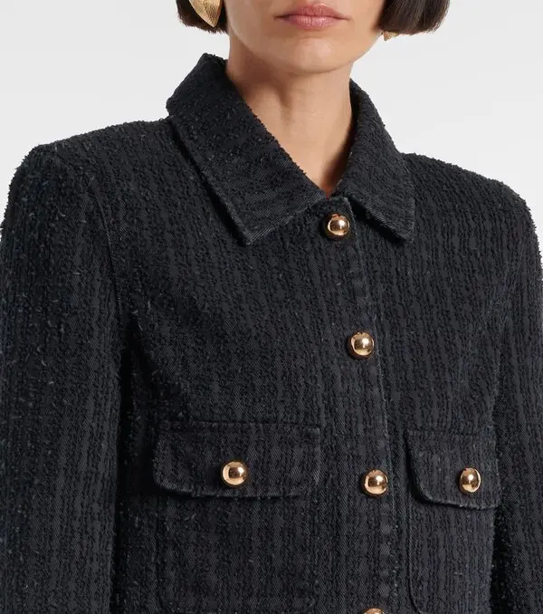 SELF-PORTRAIT Embellished Cropped Denim Jacket