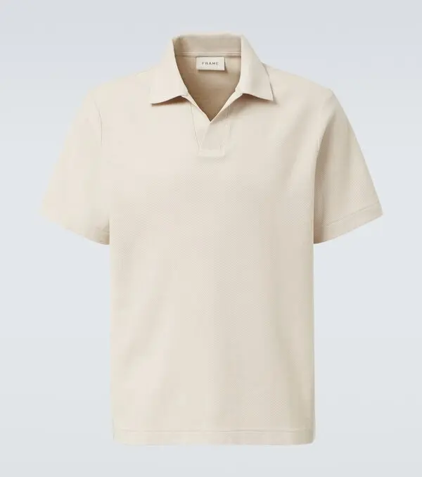 FRAME Cotton Pique Polo Shirt - Beige