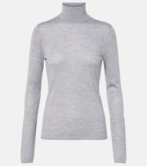 Gabriela Hearst Costa Cashmere And Silk Turtleneck Top - Grey