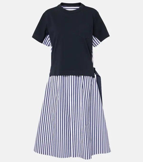 Sacai Striped Cotton Shirt Dress - Multicoloured