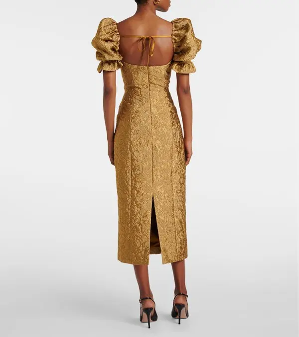 MARKARIAN Farrah Floral Brocade Midi Dress