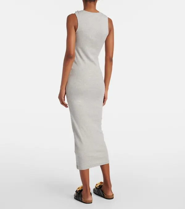 JW Anderson Logo Embroidered Cotton Maxi Dress - Grey