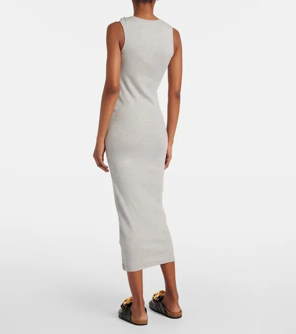 JW Anderson Logo Embroidered Cotton Maxi Dress - Grey