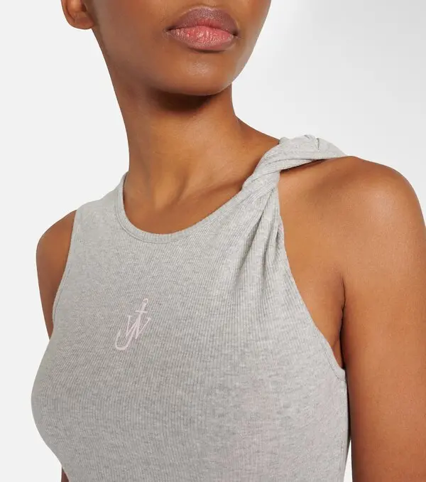 JW Anderson Logo Embroidered Cotton Maxi Dress - Grey
