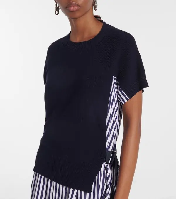 Sacai Striped Cotton Midi Dress