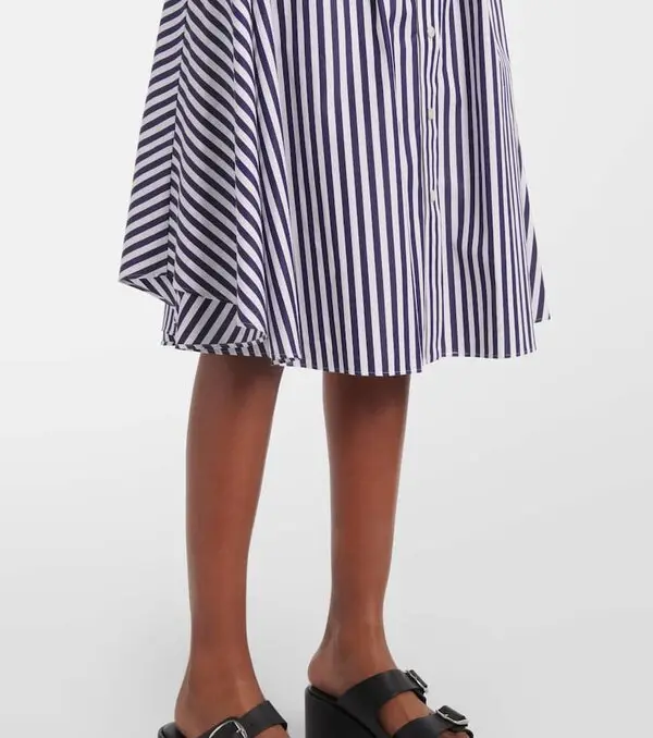 Sacai Striped Cotton Midi Dress