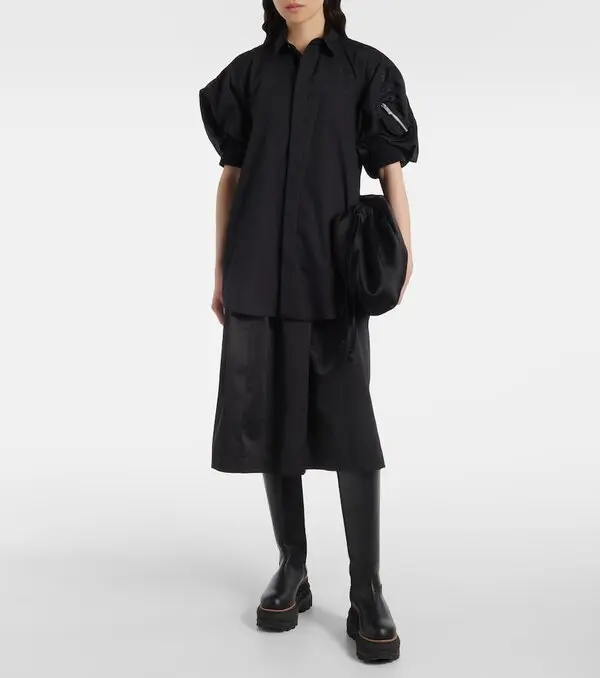 Sacai Poplin And Technical Twill Shirt Dress