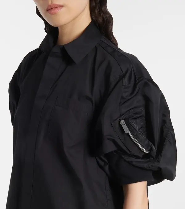 Sacai Poplin And Technical Twill Shirt Dress