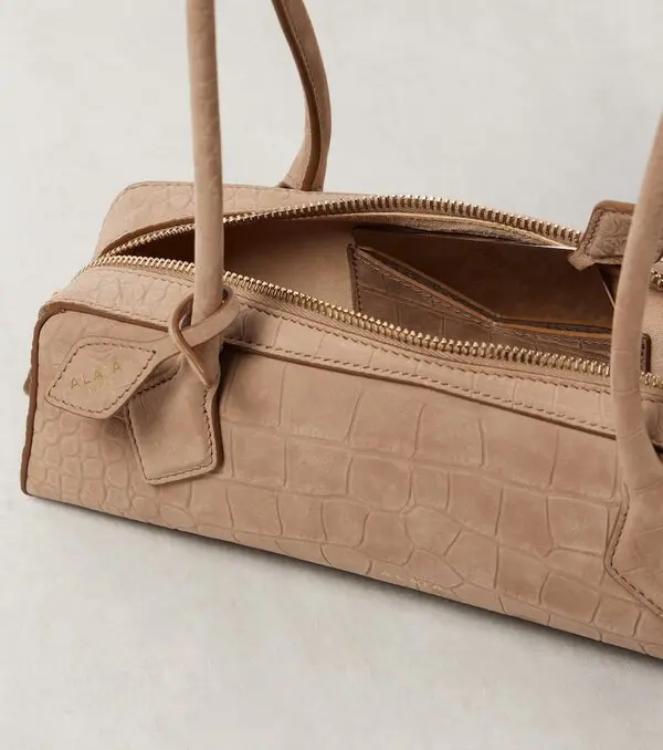 Alaïa Le Teckel Small Croc-effect Shoulder Bag - Beige