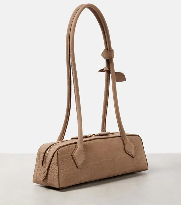 Alaïa Le Teckel Small Croc-effect Shoulder Bag - Beige