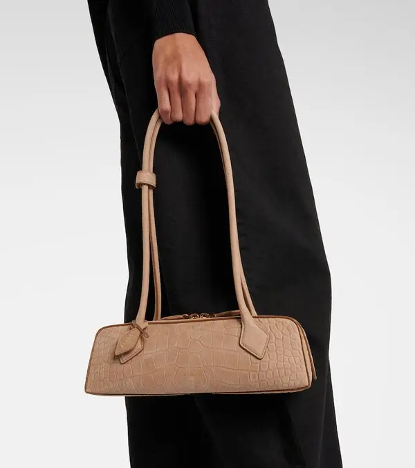 Alaïa Le Teckel Small Croc-effect Shoulder Bag - Beige