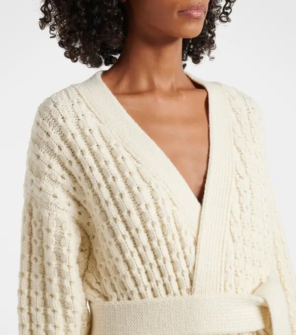 Alaïa Wool Wrap Cardigan - White