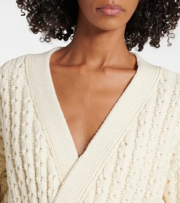 Alaïa Wool Wrap Cardigan - White