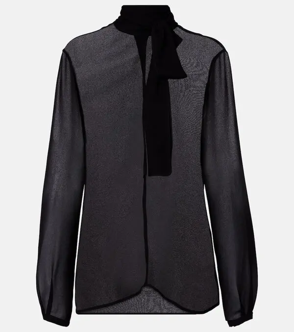 Alaïa Tie-neck Georgette Blouse - Black