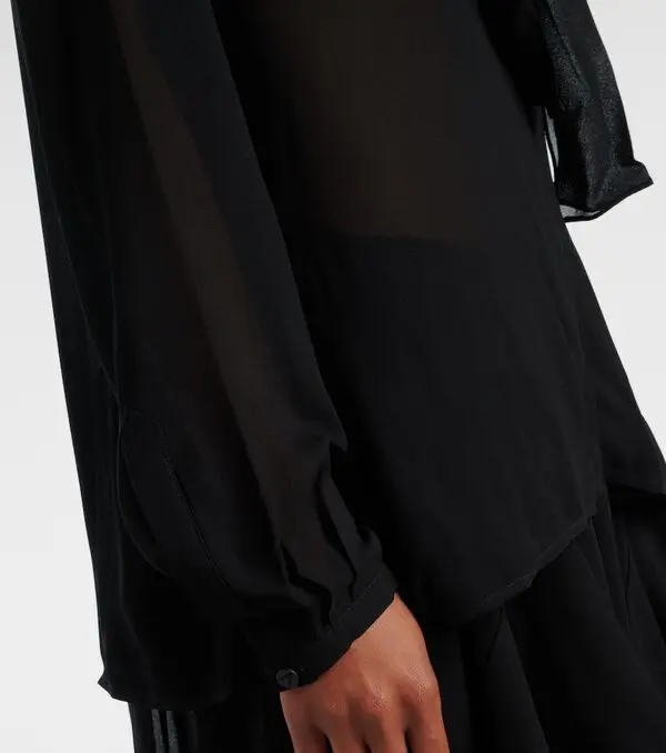 Alaïa Tie-neck Georgette Blouse - Black