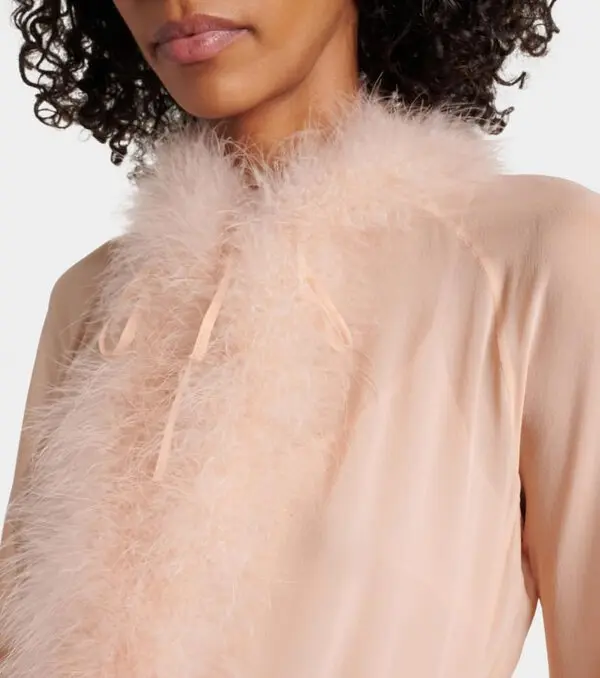Blumarine Georg Feather-trimmed Midi Dress