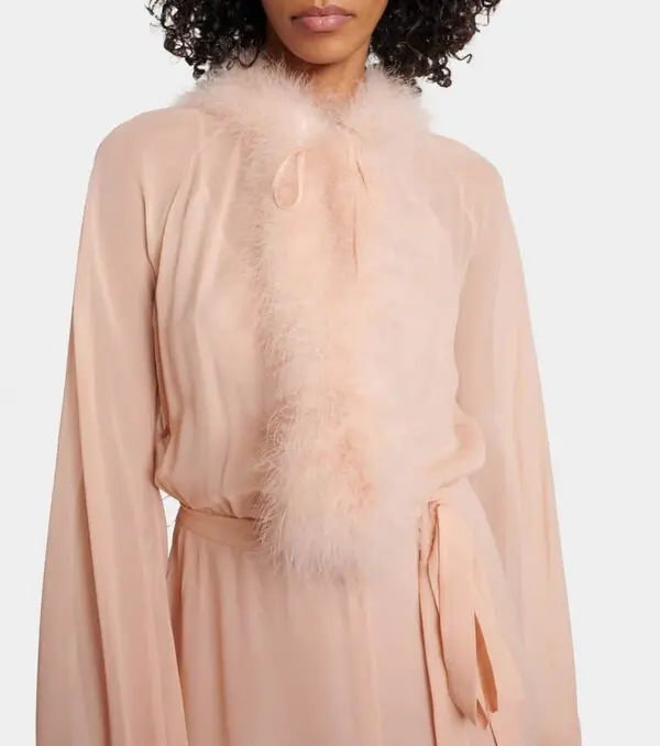 Blumarine Georg Feather-trimmed Midi Dress