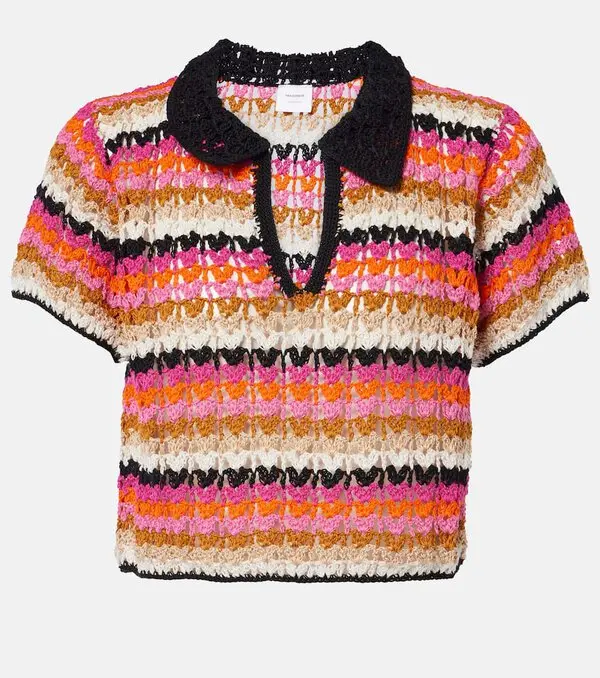 Anna Kosturova Striped Cotton Polo Shirt - Multicoloured