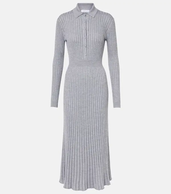 Gabriela Hearst Ardor Ribbed-knit Polo Dress - Grey