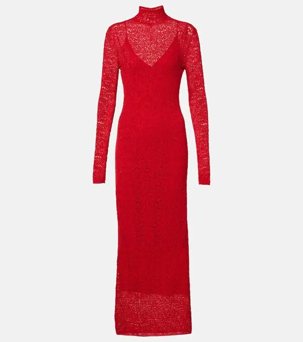 Gabriela Hearst Lethe Pointelle Maxi Dress - Red