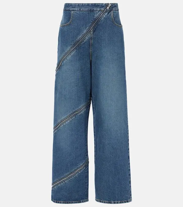 Alaïa Zip-up Wide-leg Jeans - Blue