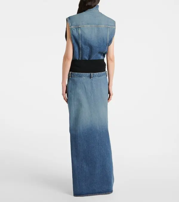 Alaïa Denim Maxi Skirt