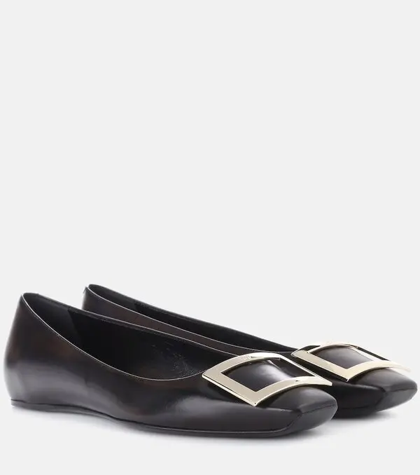 ROGER VIVIER Belle Vivier Leather Ballet Flats - Black