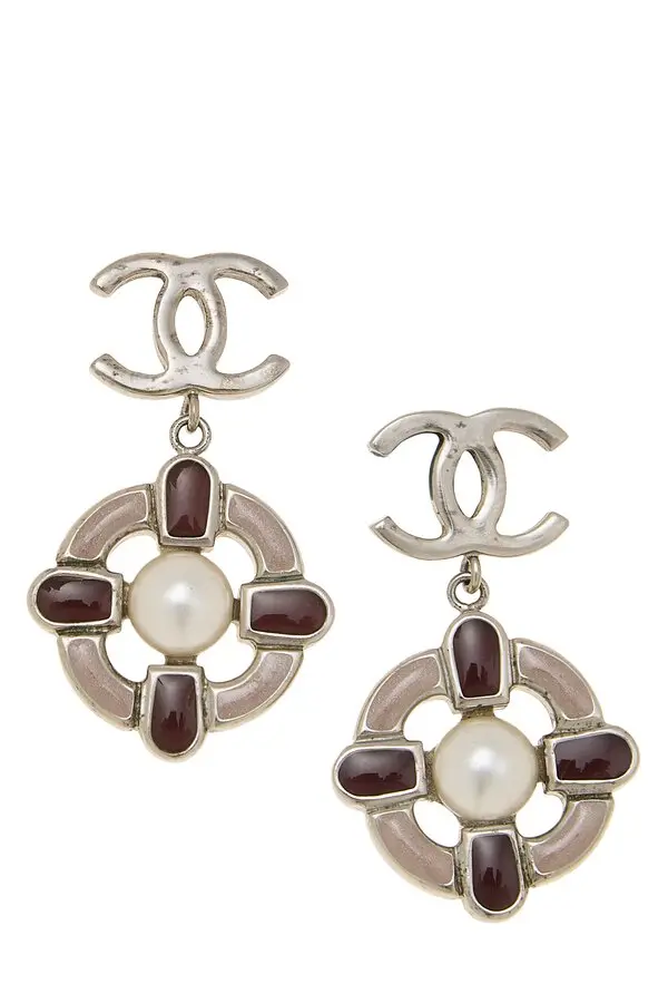 Chanel Cc Dangle Earrings - Silver