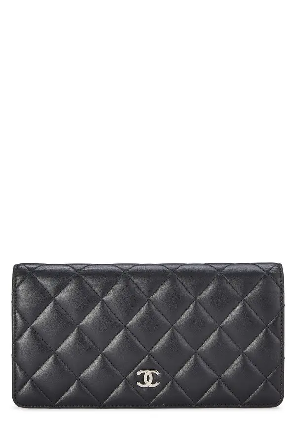 Chanel Quilted Lambskin Classic Long Yen Wallet - Black