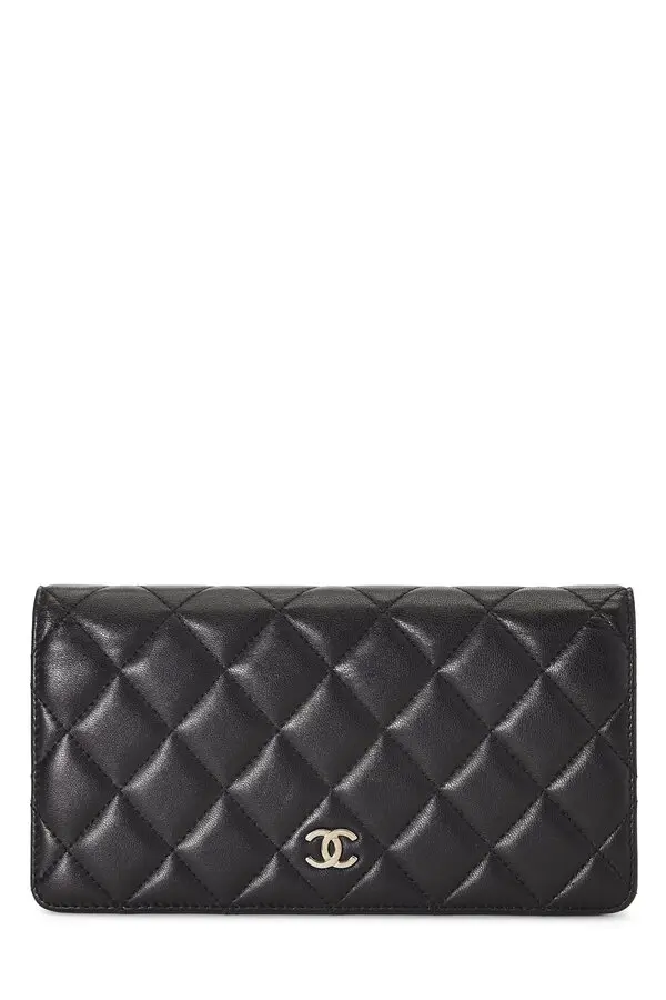 Chanel Quilted Lambskin Classic Long Yen Wallet - Black
