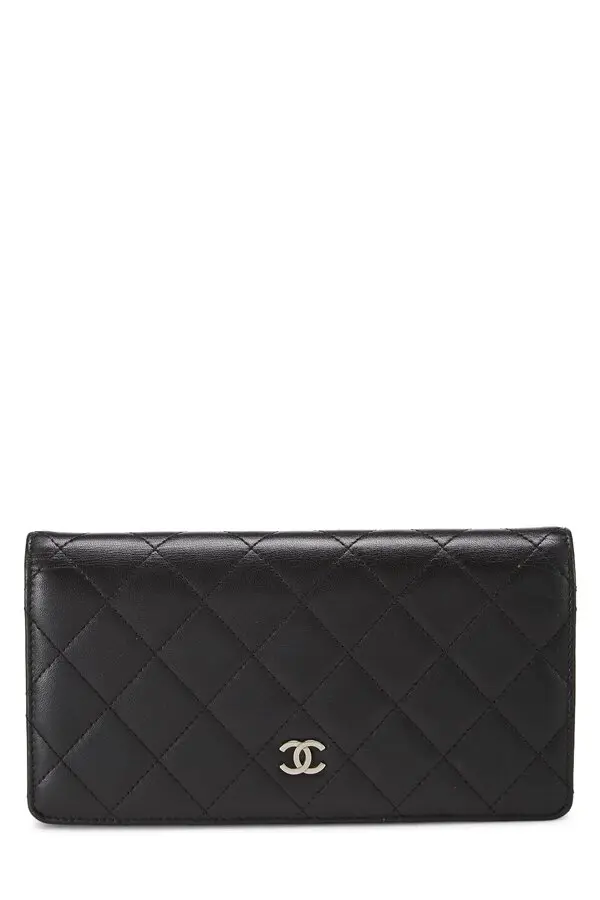 Chanel Quilted Lambskin Classic Long Yen Wallet - Black