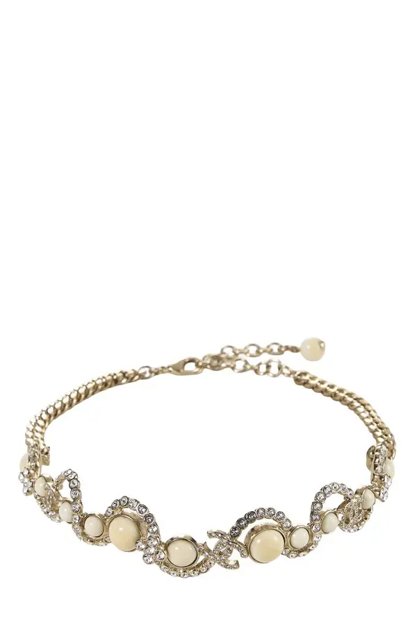 Chanel Crystal Cc Choker - Beige