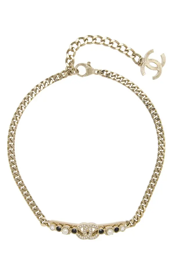 Chanel Crystal 'cc' Choker - Gold
